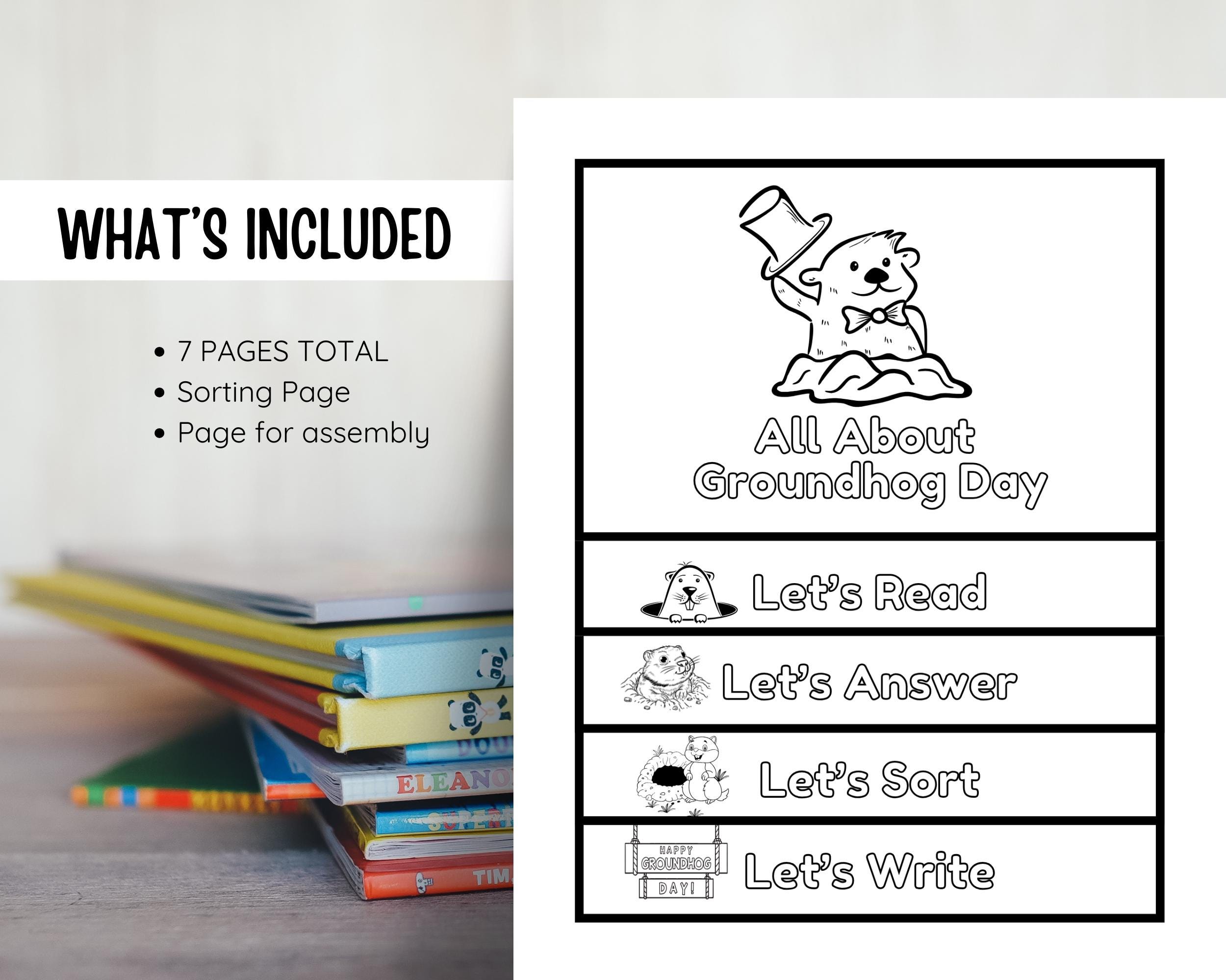 Groundhog Day Flip Book Printable, Groundhog Day Reading, Answering ...