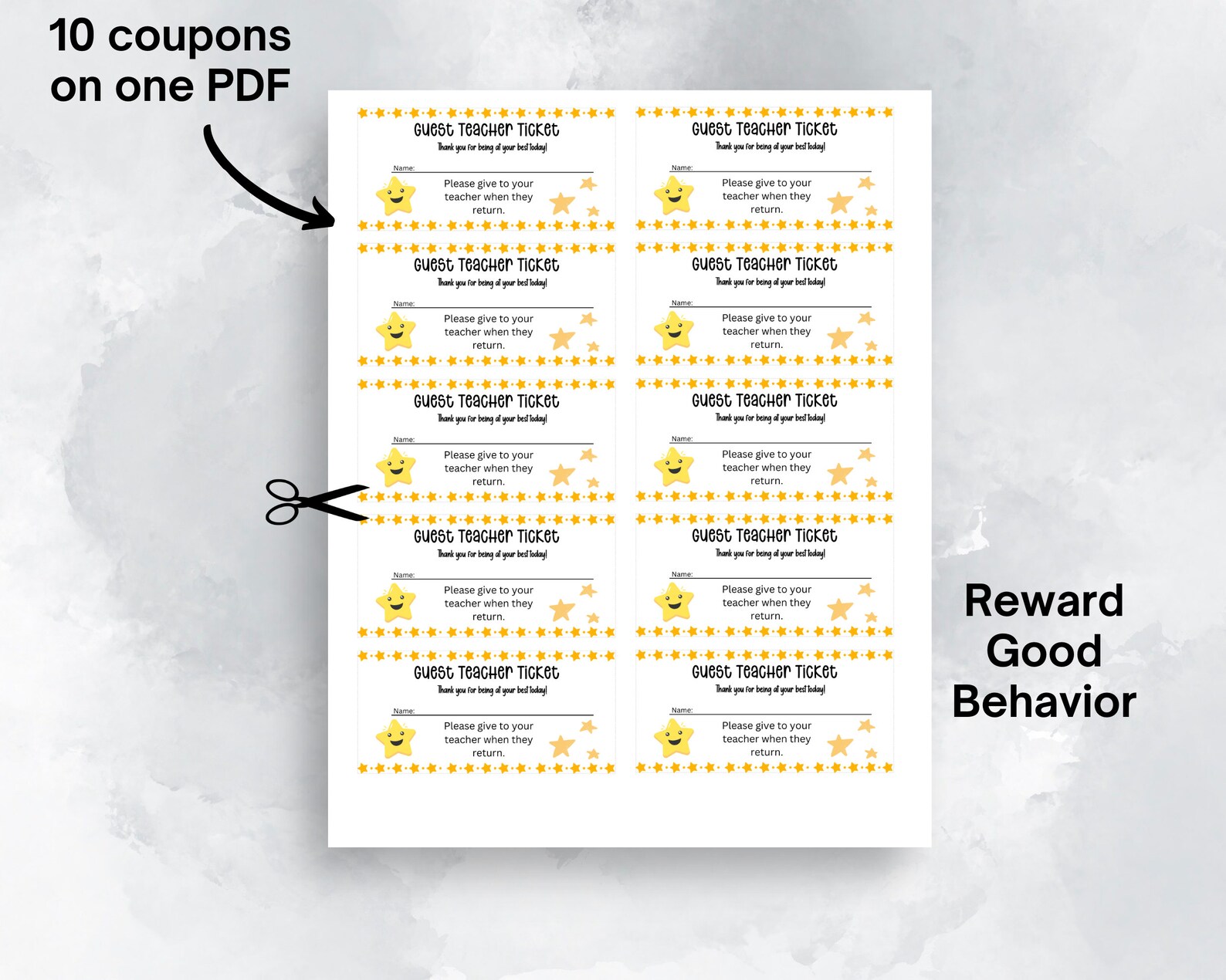 Substitute Teacher Reward Ticket Printable, Substitute Teacher Resource ...