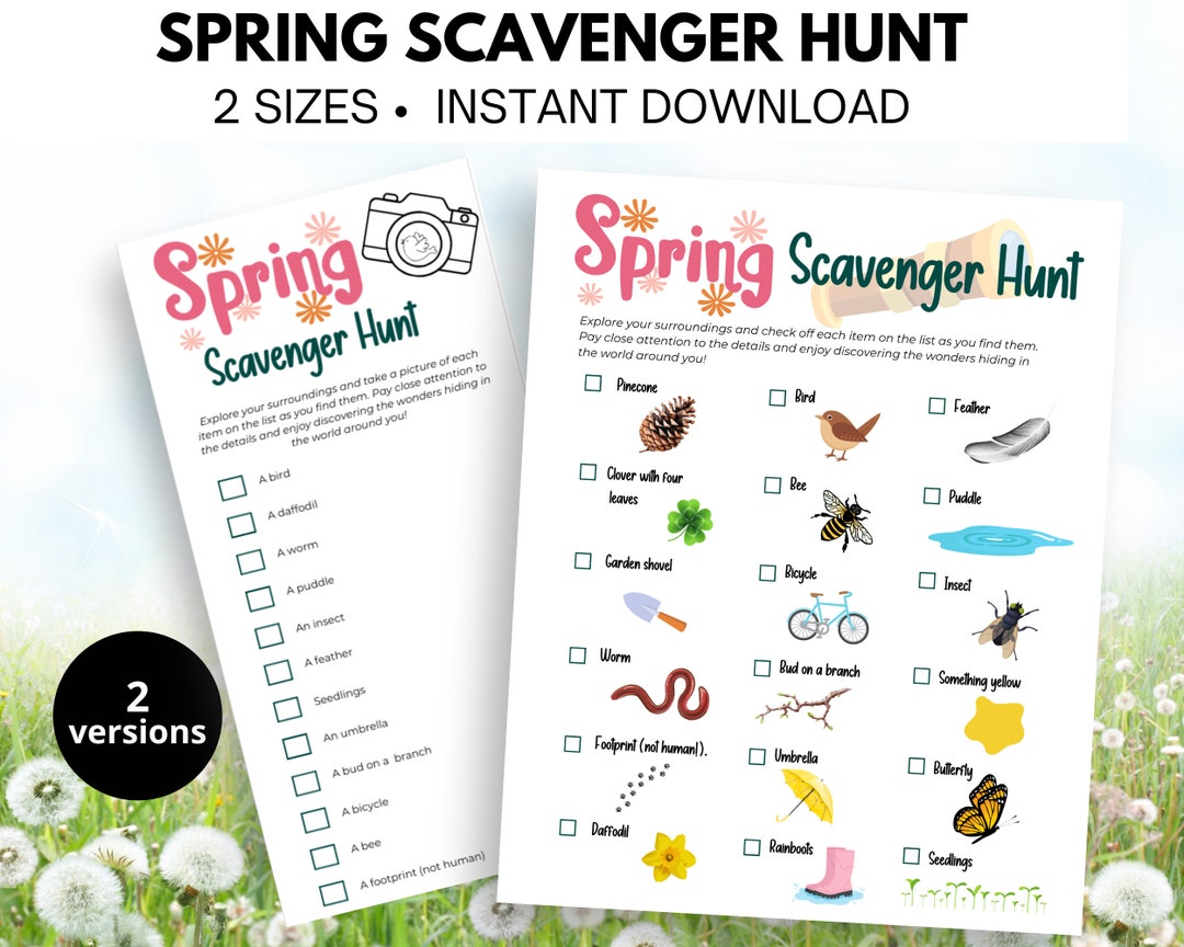 Spring Scavenger Hunt, Outdoor Scavenger Hunt for Teens, Printable ...