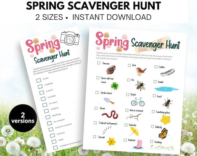 Printable Spring Nature Scavenger Hunt Game Activity Sheet for Kids ...