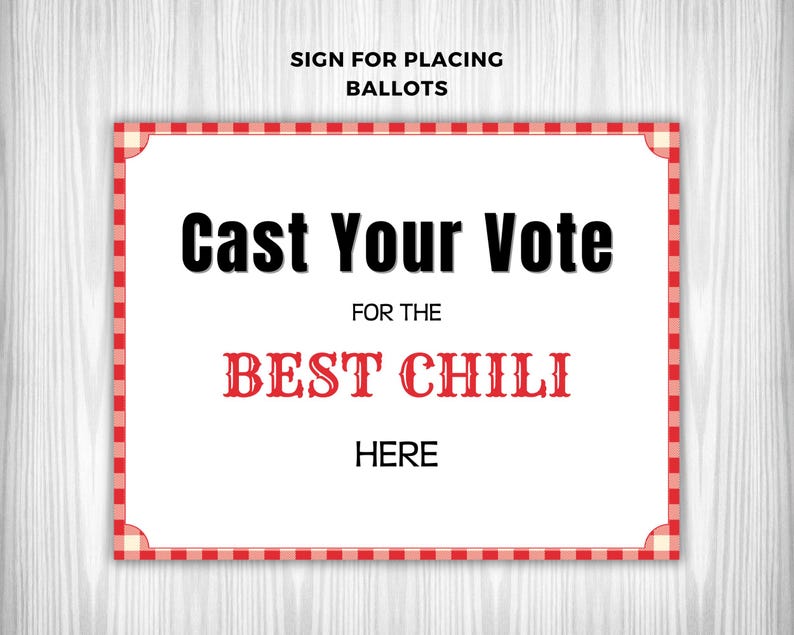 Chili Cook off Party Printable, Voting Ballots, Chili Numbers, Chili ...
