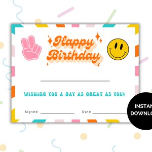 Birthday Certificate for Student, Groovy Birthday, Birthday Certificate ...