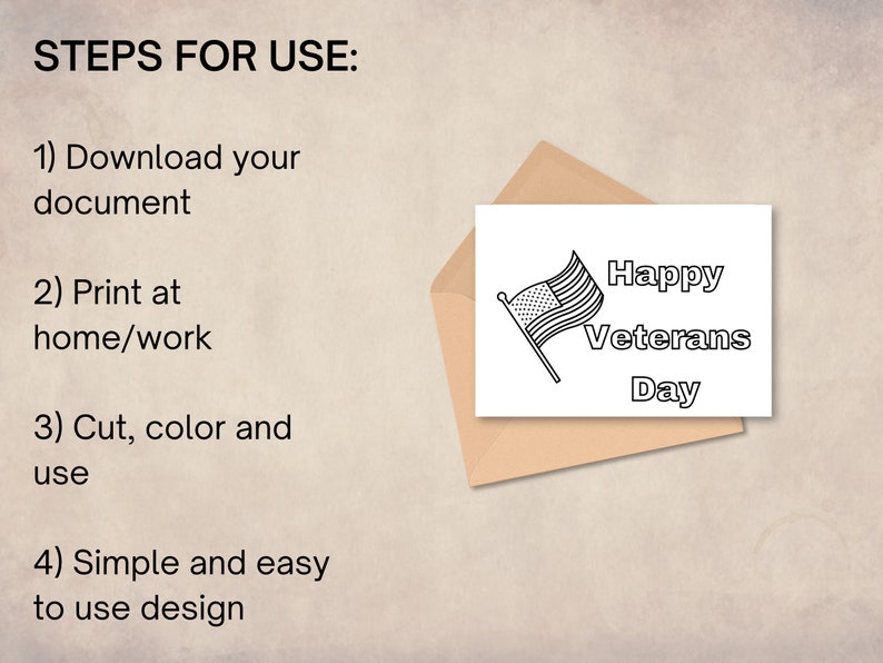 Printable Coloring Veterans Day Cards - Etsy