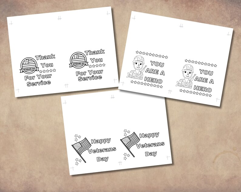 Printable Coloring Veterans Day Cards, Thank You for Your Service ...