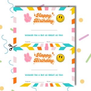 Birthday Certificate for Student, Groovy Birthday, Birthday Certificate ...