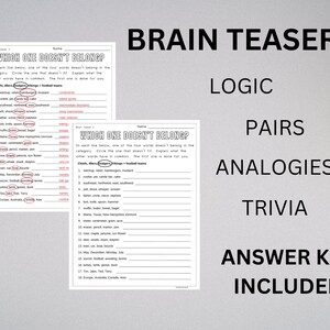 Brain Teasers Word Puzzles Bundle for Grades 3-6 Printable, Thinking ...