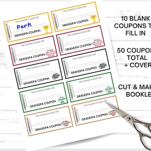 Birthday Coupon Booklet for Grandpa, Grandparents Day Gift, Fathers Day ...