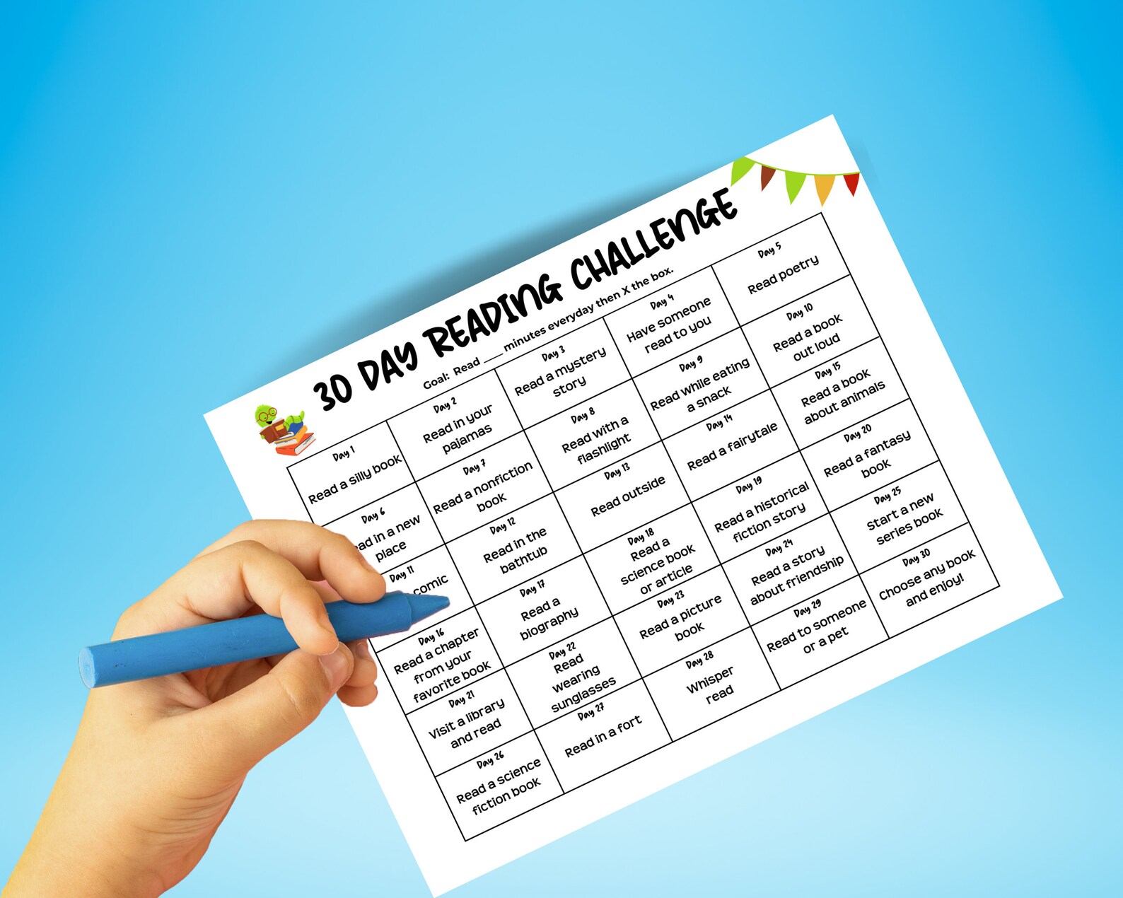 Summer Reading Tracker for Kids, 30 Day Reading Challenge, Printable ...
