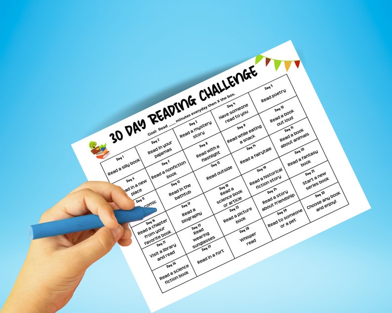 Summer Reading Tracker for Kids, 30 Day Reading Challenge, Printable ...