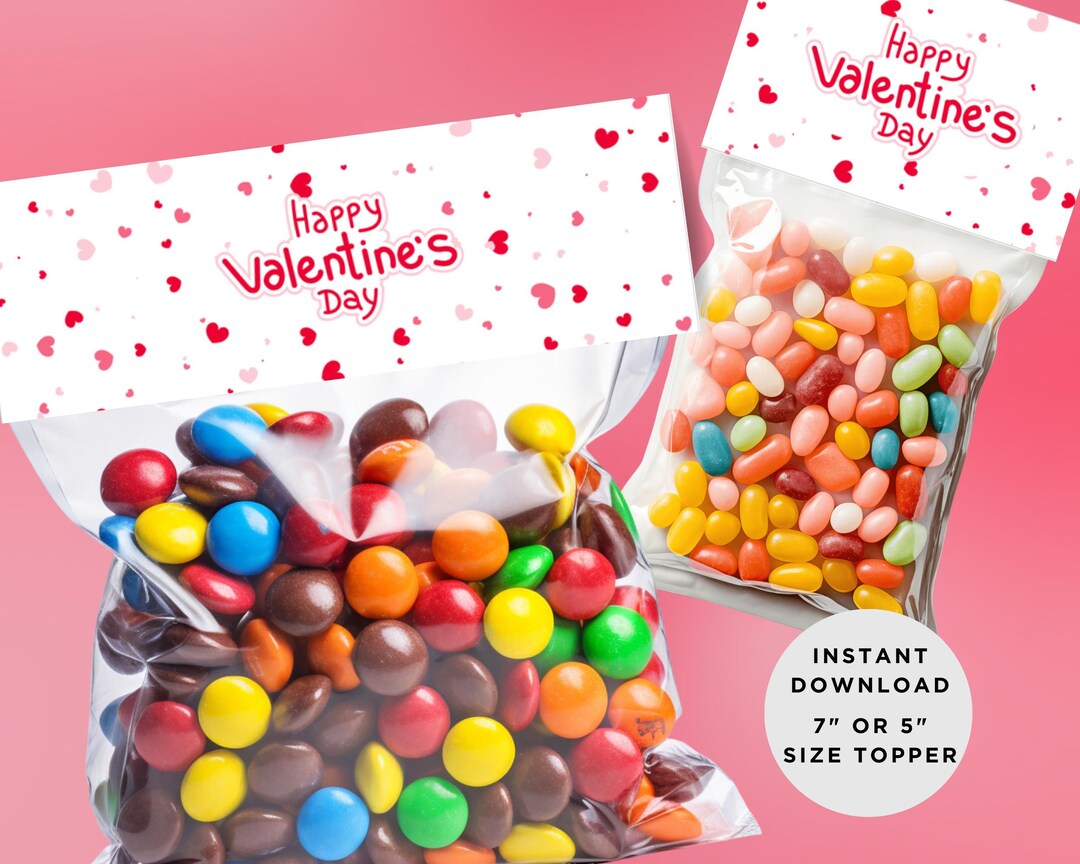 Valentine's Day Bag Topper Printable, Candy Bag Treat Topper, Cookie ...