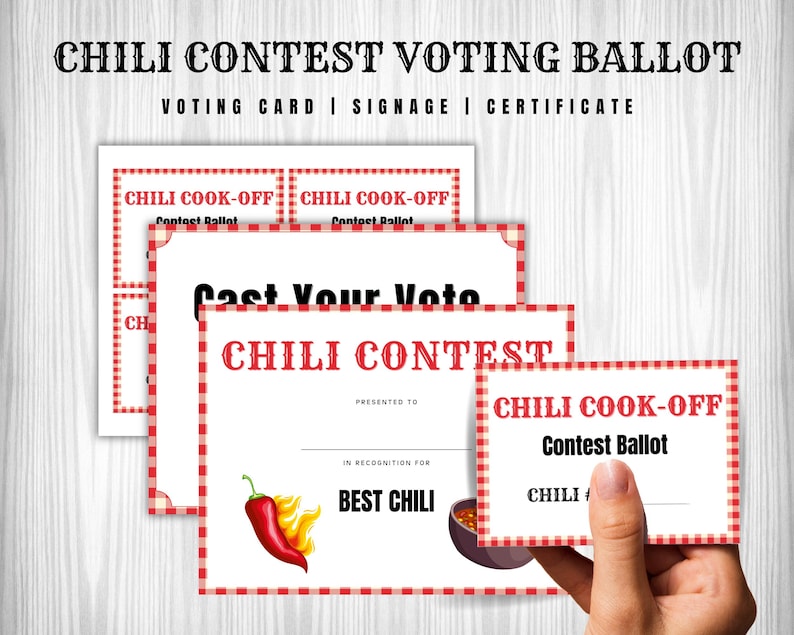 Chili Cook off Party Printable, Voting Ballots, Chili Numbers, Chili ...