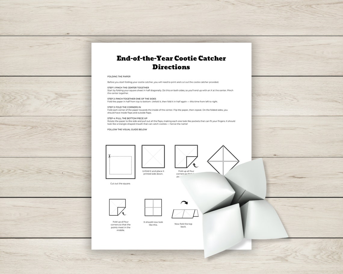 End of the Year Activity Cootie Catcher Printable, Game for 2-6 Grade ...