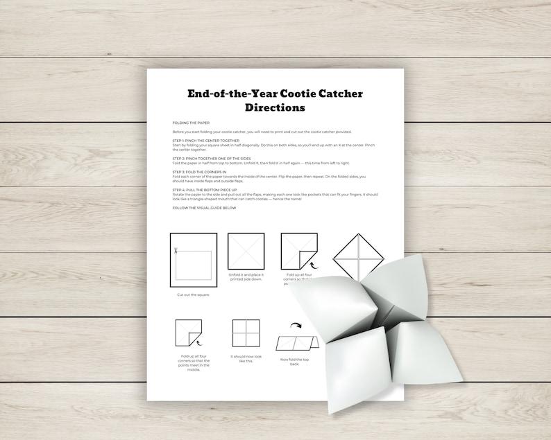 End of the Year Activity Cootie Catcher, Fortune Teller Game for ...