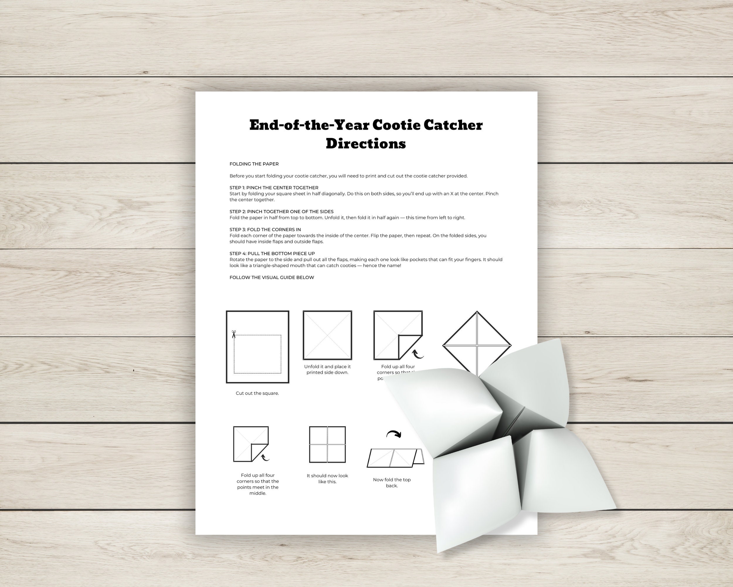 End of the Year Activity Cootie Catcher, Fortune Teller Game for ...