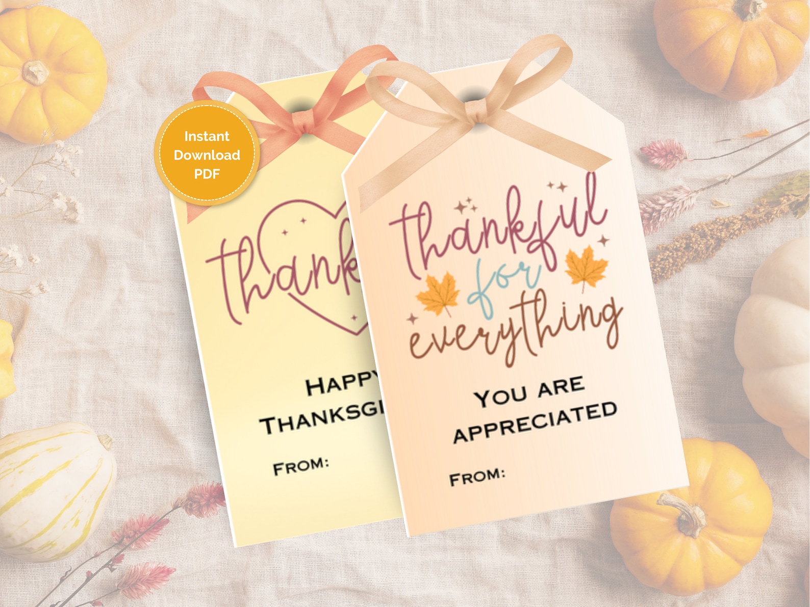 Printable Thanksgiving Treat Tags, Fall Printable Tags, Happy ...