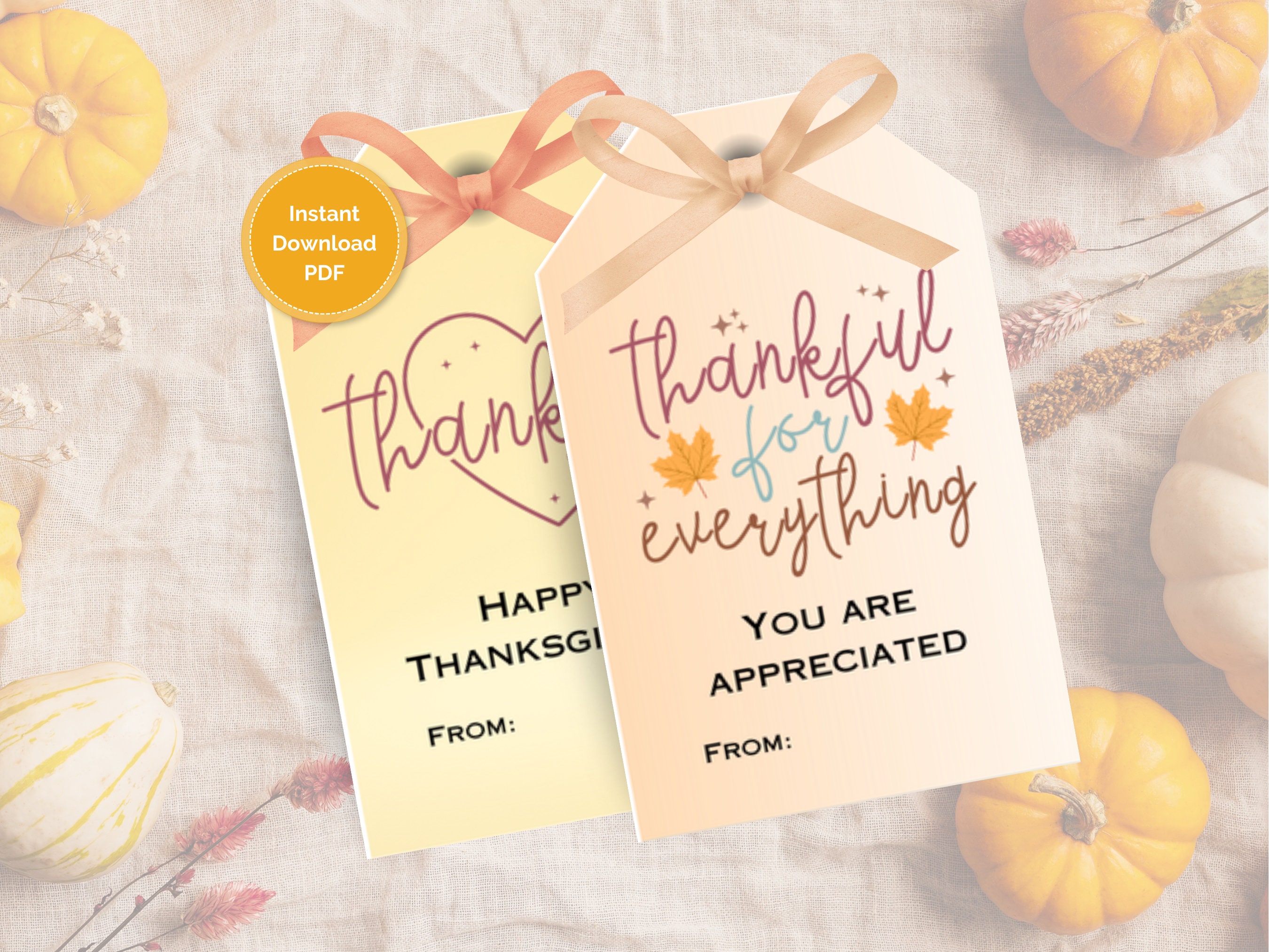 Printable Thanksgiving Treat Tags, Fall Printable Tags, Happy ...