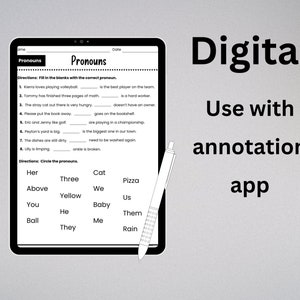 Grammar Poem & Worksheet Printable Bundle, Grades 3-6 Parts of Speech ...