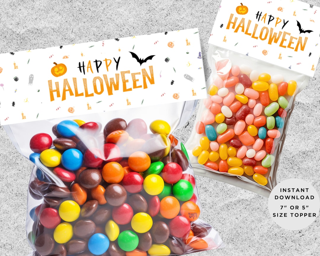 Happy Halloween Bag Topper Printable, Candy Bag Treat Topper, Cookie ...