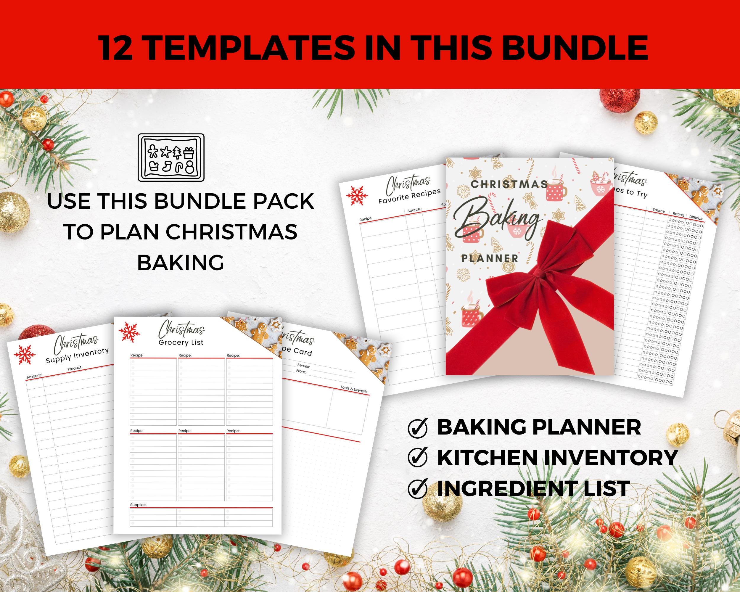Christmas Baking Planner Bundle Printable, Holiday Baking, Grocery List ...
