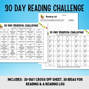 Summer Reading Tracker for Kids, 30 Day Reading Challenge, Printable ...