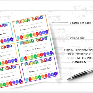 Punch Cards for Kids, Incentive Reward Card Tracker for Teacher or ...