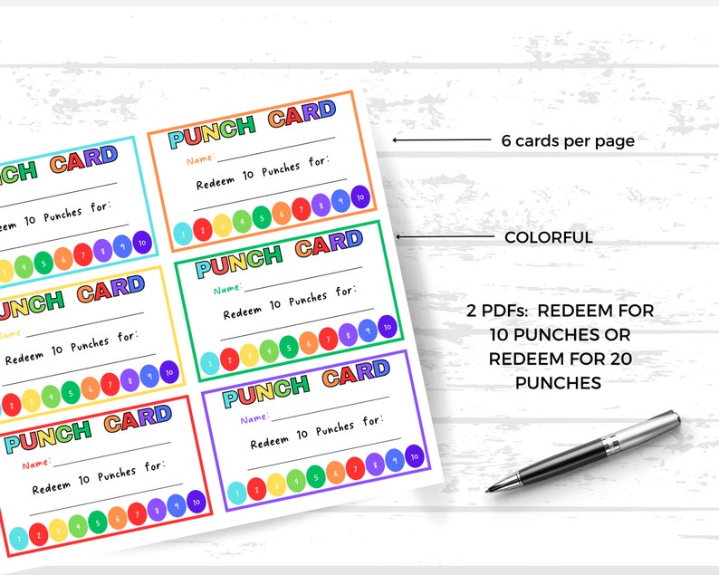Punch Cards for Kids, Incentive Reward Card Tracker for Teacher or ...
