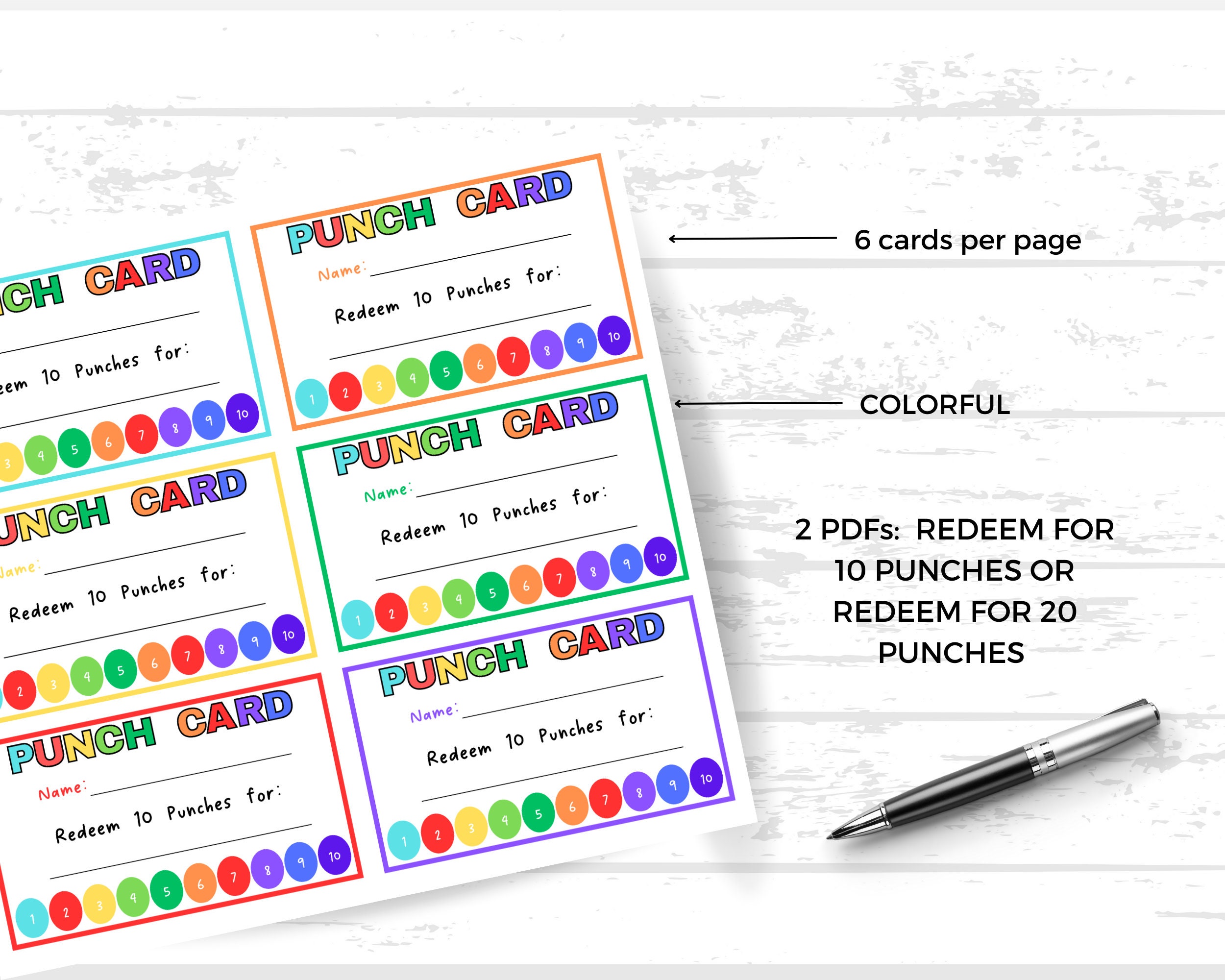 Punch Cards for Kids, Incentive Reward Card Tracker for Teacher or ...