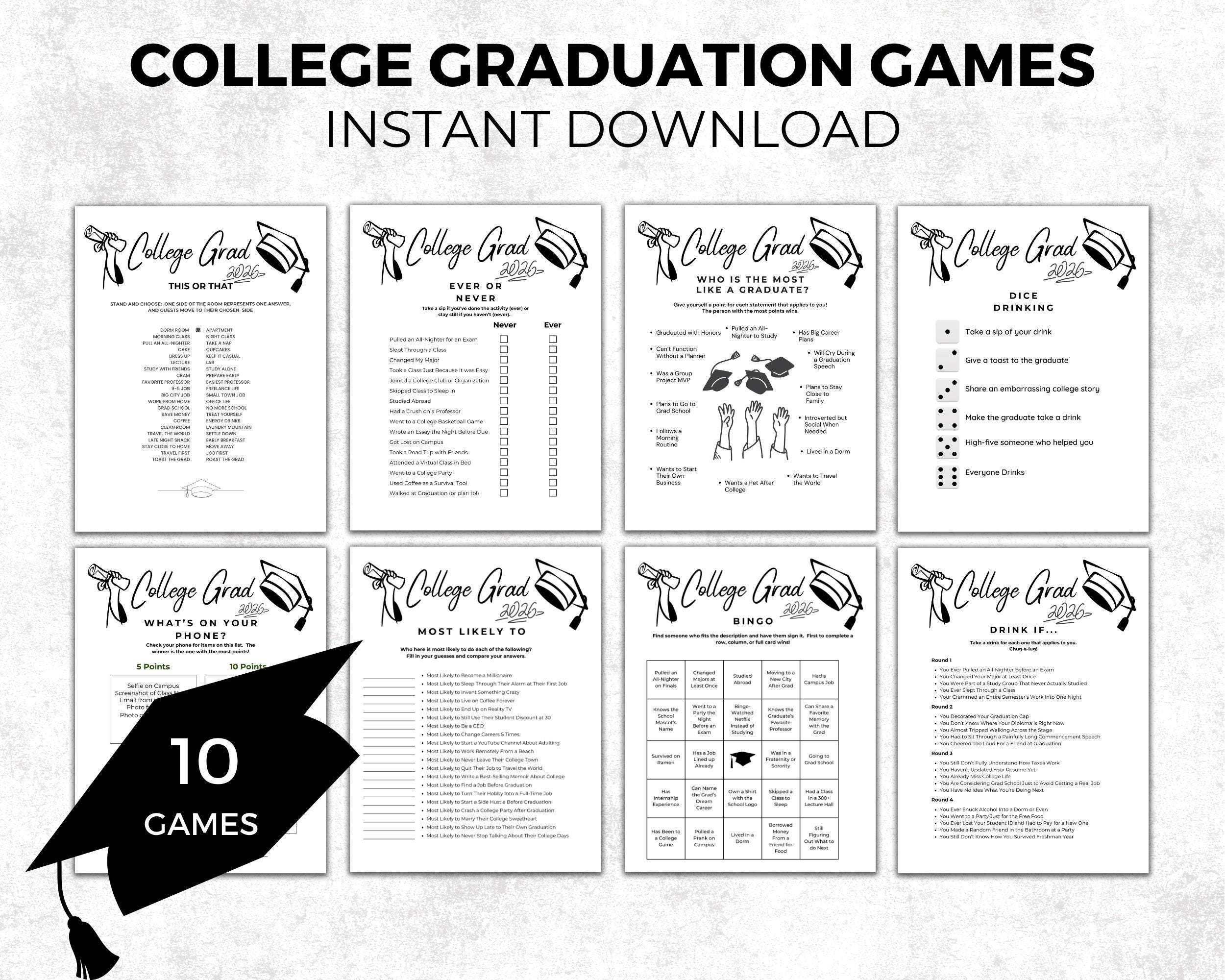 Graduation Party Games, College Graduation Games, Class of 2026 10 ...