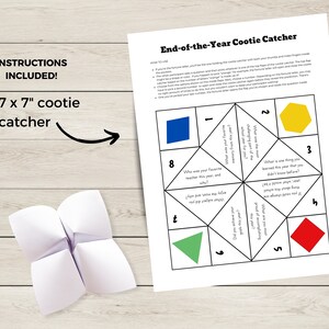 End of the Year Activity Cootie Catcher Printable, Game for 2-6 Grade ...