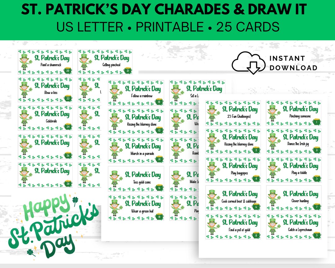 St. Patrick's Day Charades Game, Irish Party Game, Fun St. Patty's Day ...