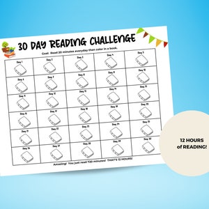 Summer Reading Tracker for Kids, 30 Day Reading Challenge, Printable ...