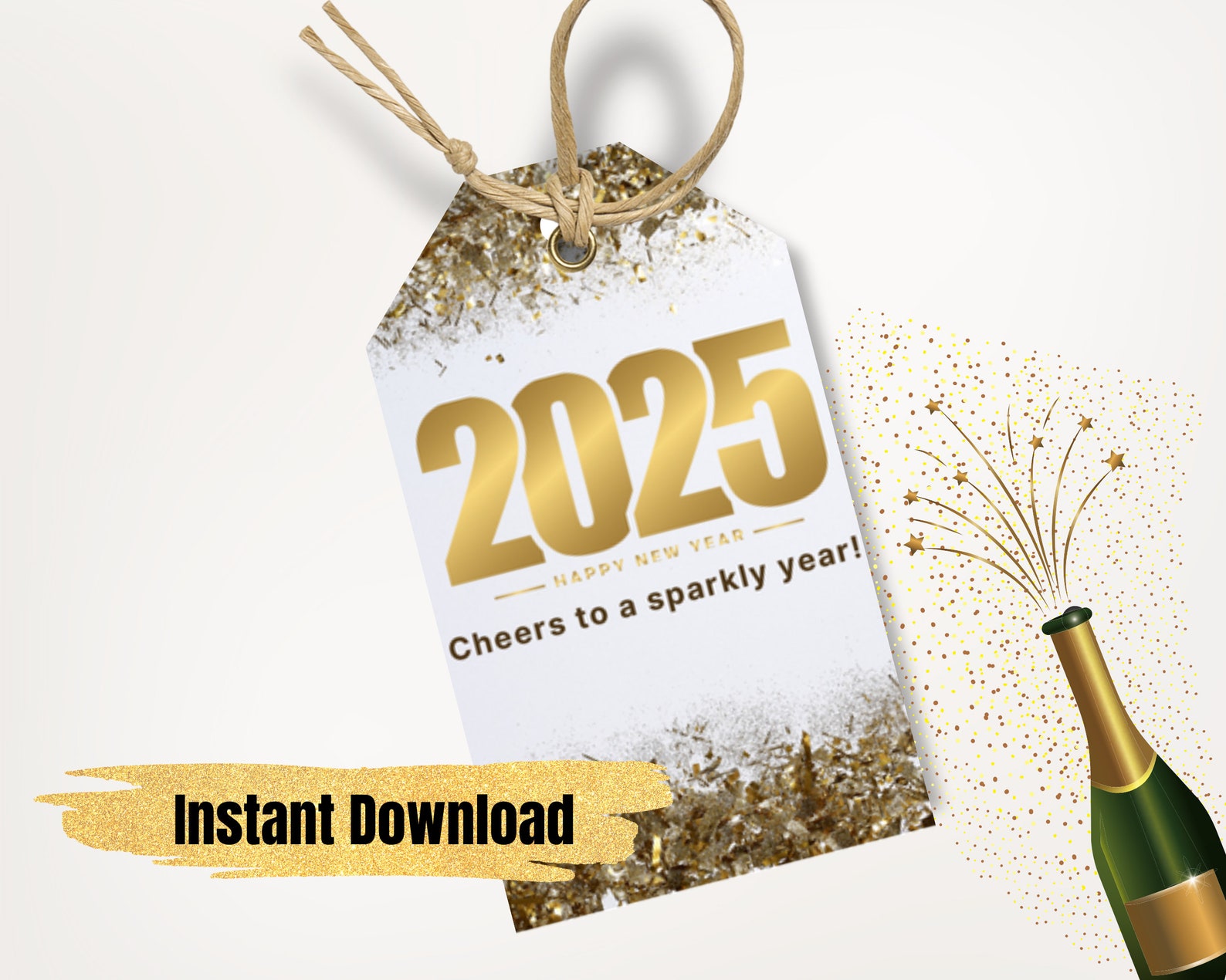 Happy New Year Gift Tag, Printable New Years Tag, New Years Eve Favor ...