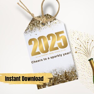 Happy New Year Gift Tag, Printable New Years Tag, New Years Eve Favor ...