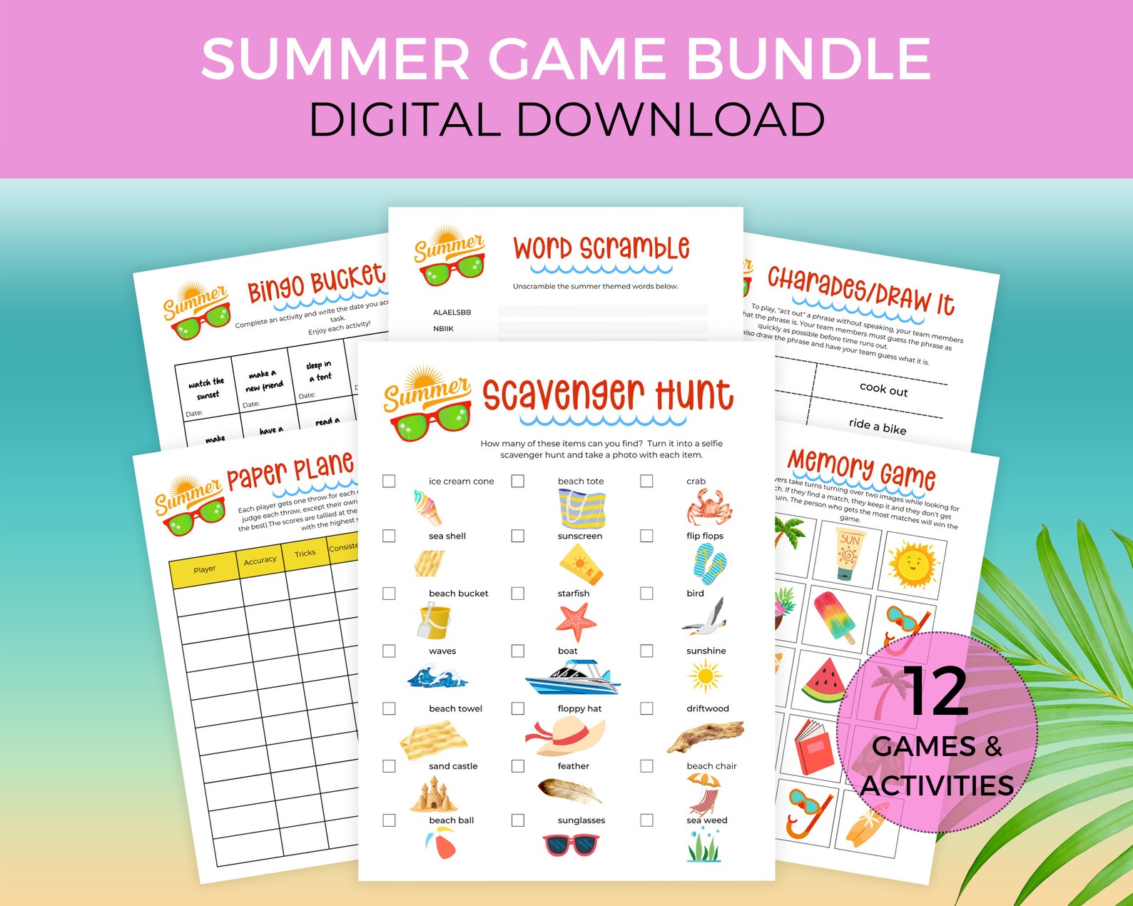 Summer Party Game Bundle Printable, 12 Games and Activities, Barbecue ...