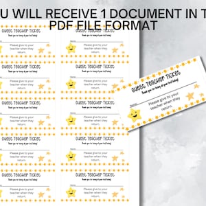 Substitute Teacher Reward Ticket Printable, Substitute Teacher Resource ...