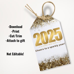 Happy New Year Gift Tag, Printable New Years Tag, New Years Eve Favor ...
