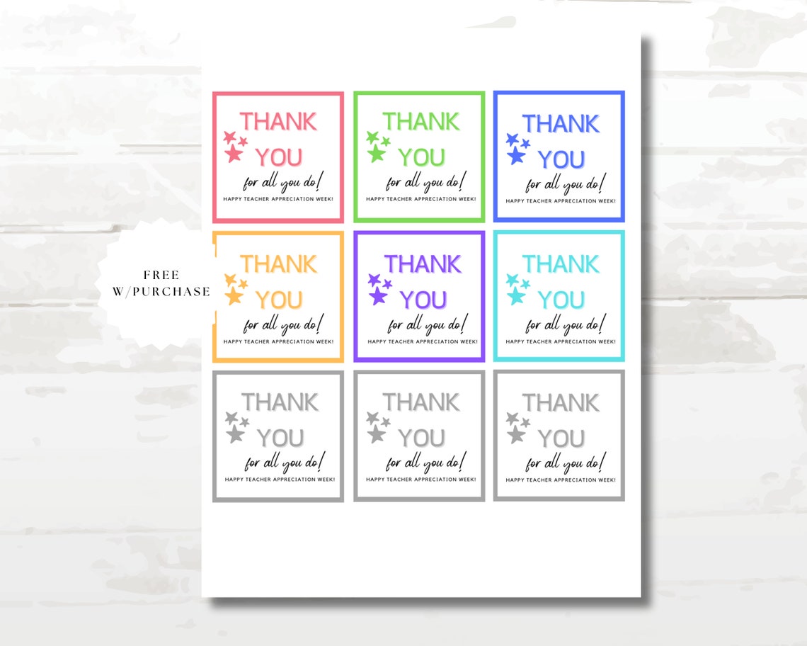 Printable Teacher Appreciation Gift Tag, Thank You for All You Do, You ...