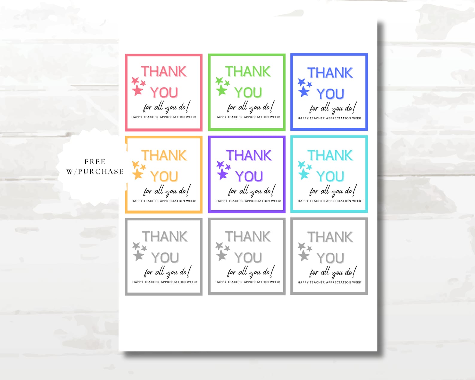 Printable Teacher Appreciation Gift Tag, Thank You for All You Do, You ...