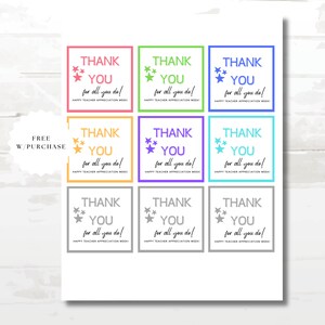 Printable Teacher Appreciation Gift Tag, Thank You for All You Do, You ...