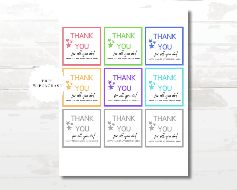 Printable Teacher Appreciation Gift Tag, Thank You for All You Do, You ...
