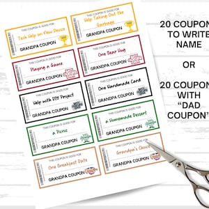 Birthday Coupon Booklet for Grandpa, Grandparents Day Gift, Fathers Day ...