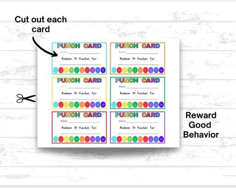 Punch Cards for Kids, Incentive Reward Card Tracker for Teacher or ...