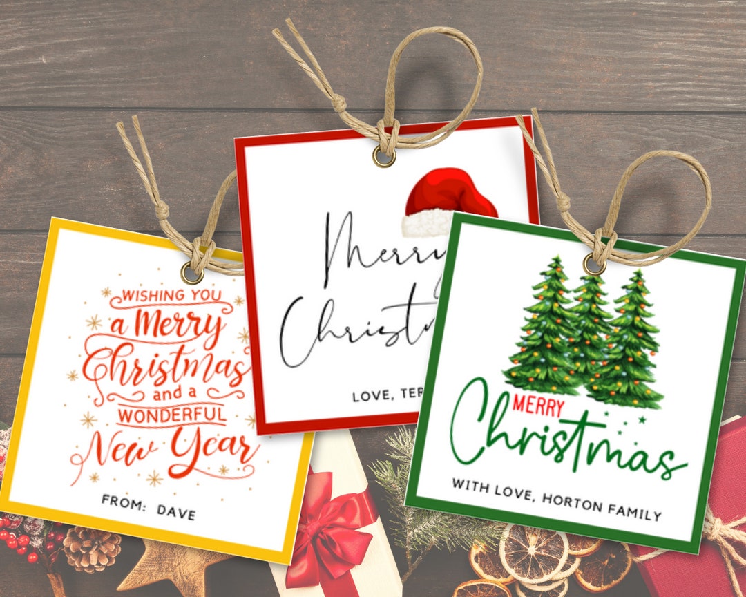 Christmas Gift Tags Editable Printable, Christmas Party Favor Tag ...