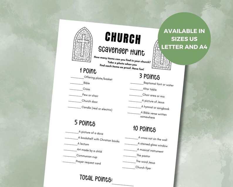 Church Scavenger Hunt Editable, Personalized Church Treasure Hunt ...