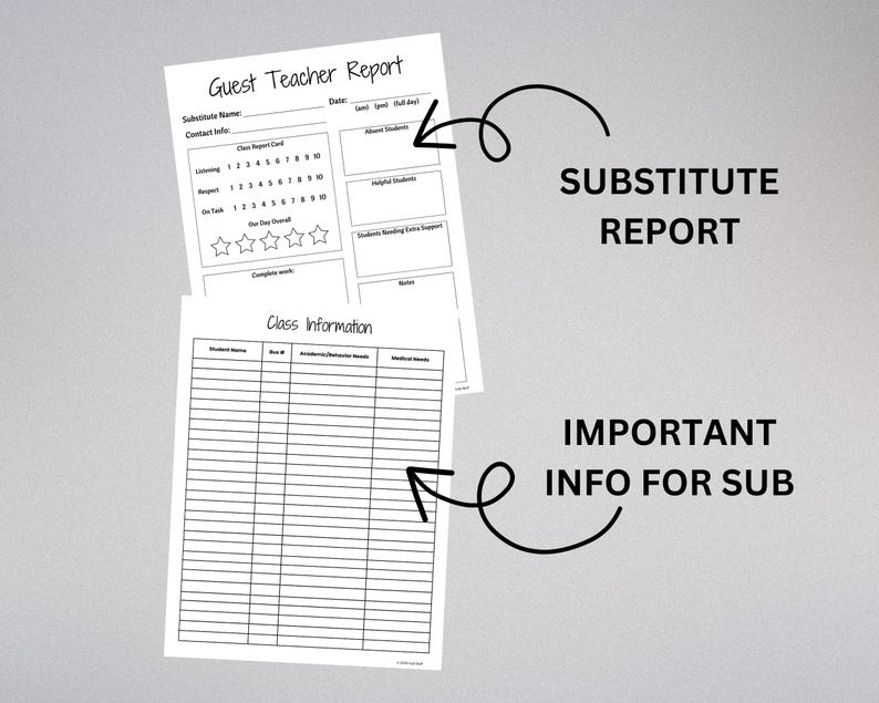 Substitute Teacher Binder Editable Template, Substitute Plans, Sub Plan ...