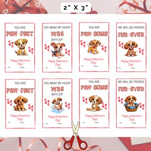 Printable Dog Valentine's Day Cards, Kids School Classroom Exchange ...