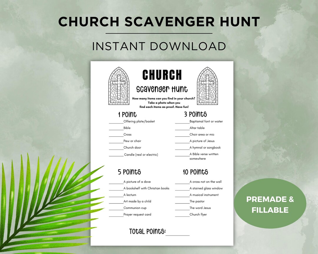 Church Scavenger Hunt Editable, Personalized Church Treasure Hunt ...