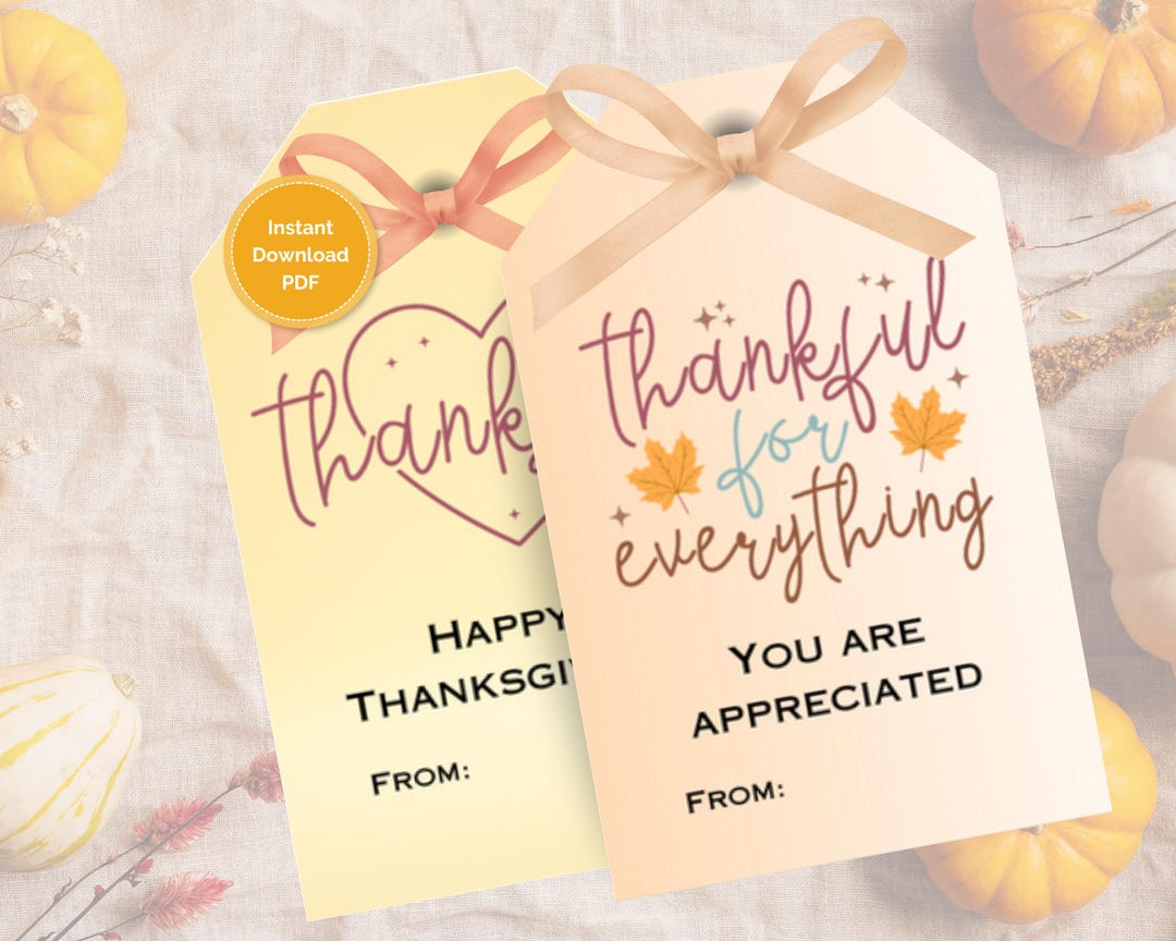 Printable Thanksgiving Treat Tags, Fall Printable Tags, Happy ...