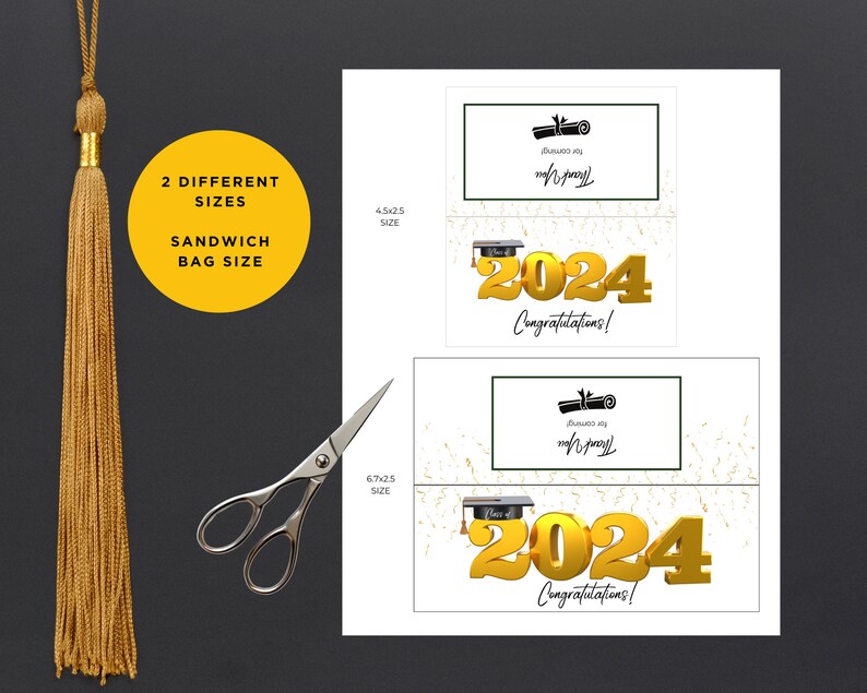 Graduation Class of 2024, Congratulation Treat Bag Topper, Digital ...