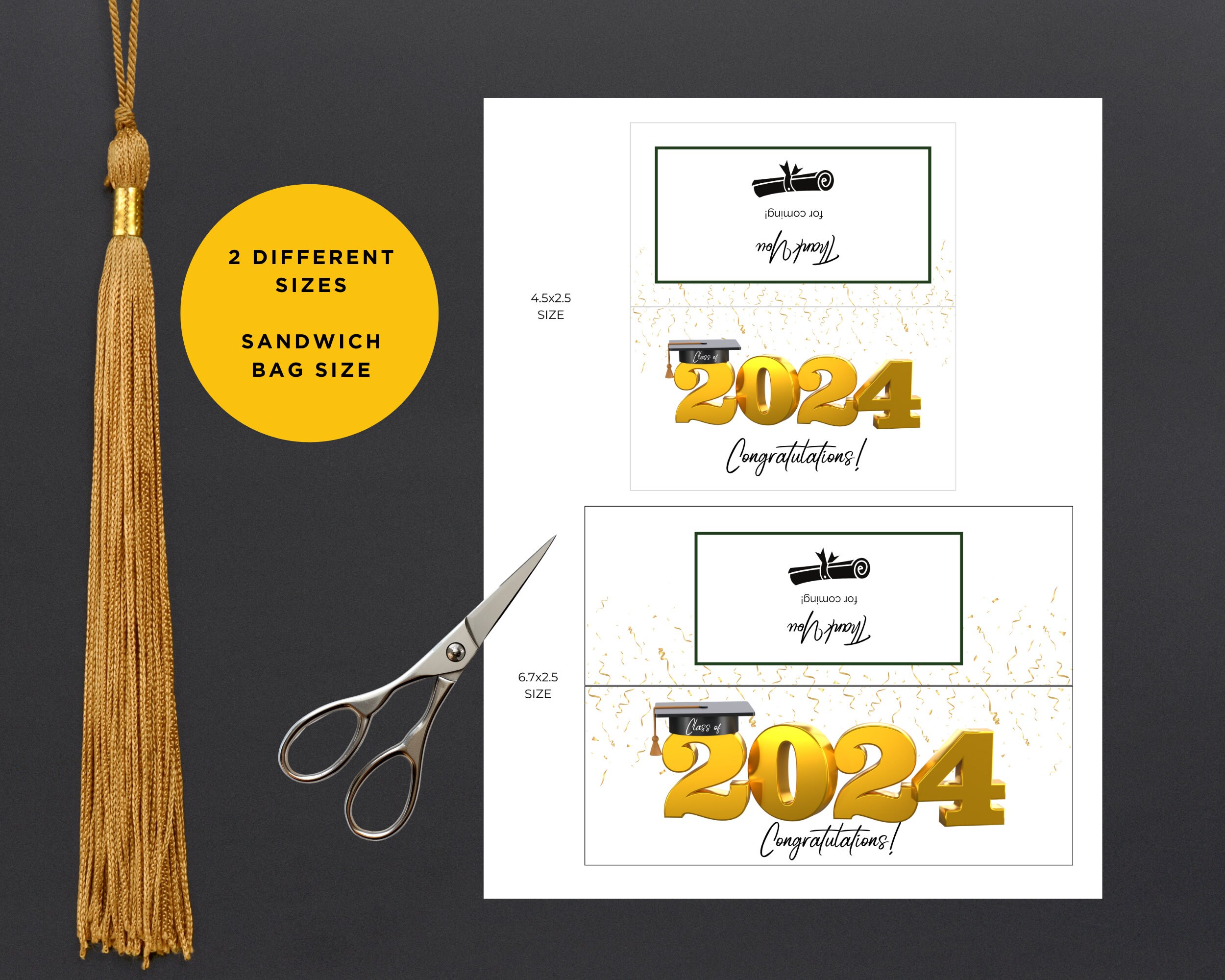 Graduation Class of 2024, Congratulation Treat Bag Topper, Digital ...